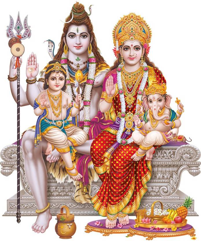 god & god's 38 cm Shiv Ji Parivar Modern Art 146 Self Adhesive Sticker ...