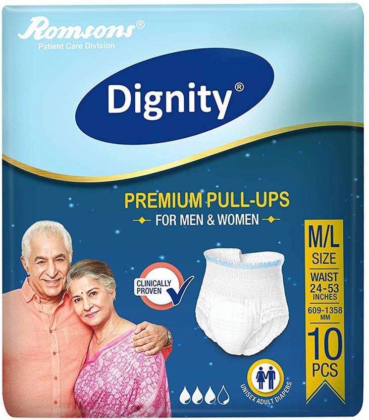 DIGNITY ADULT DIAPERS, - M - L - Buy 10 DIGNITY Pant Diapers | Flipkart.com