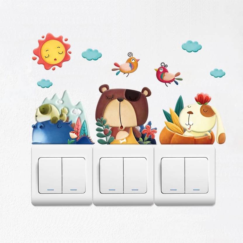 Ampire 27 cm Switchboard Stickers 3D Cute Cartoon Puppies Kids Nursery ...