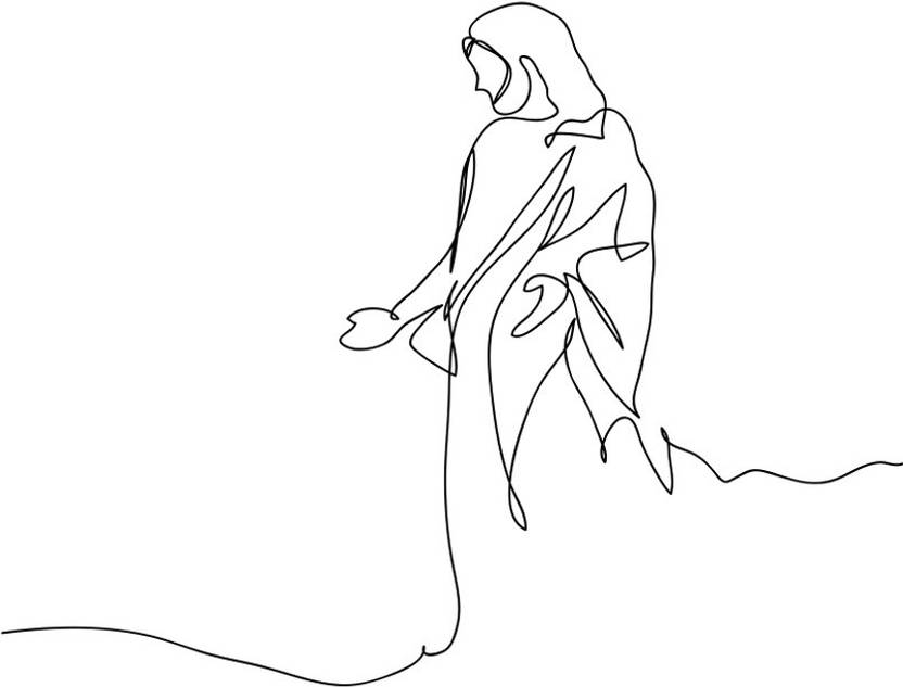 KD line drawing of Jesus Sticker Poster Paper Print - Religious posters ...