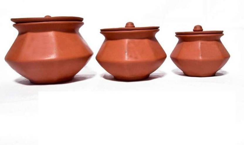 Daksh craft Villa Clay Dahi Handi/Clay Handi/MItti Handi/Curd Pot Handi ...