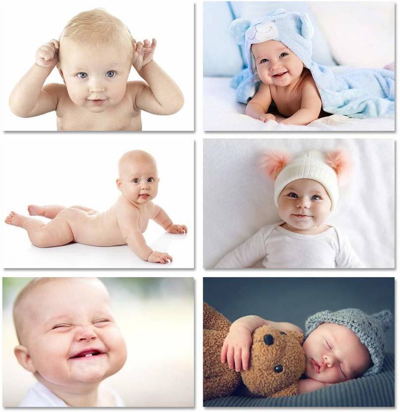 Baby poster Set of 6 Cute Smiling New Born Poster Photographic Paper ...