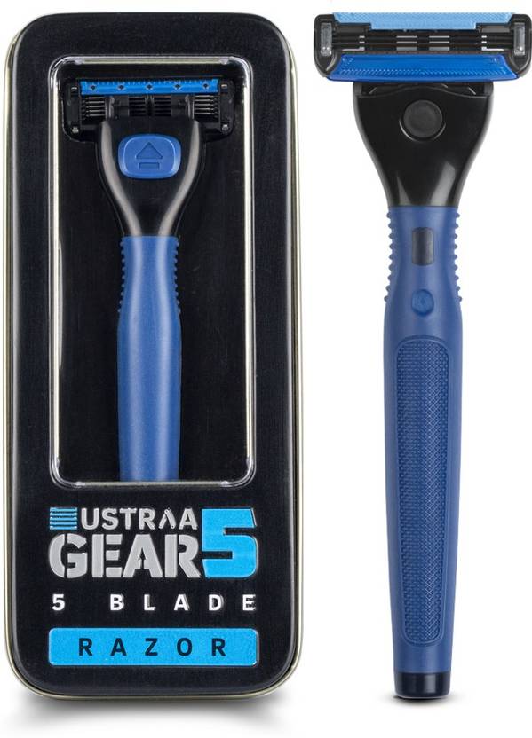 USTRAA Gear 5 Blade Razor with Contoured Rubber Handle(Blue) - Price in ...
