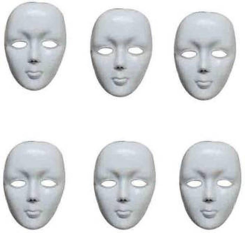 VK MART White Simple Plastic Face Mask For Party (Pack of 6) Party Mask ...