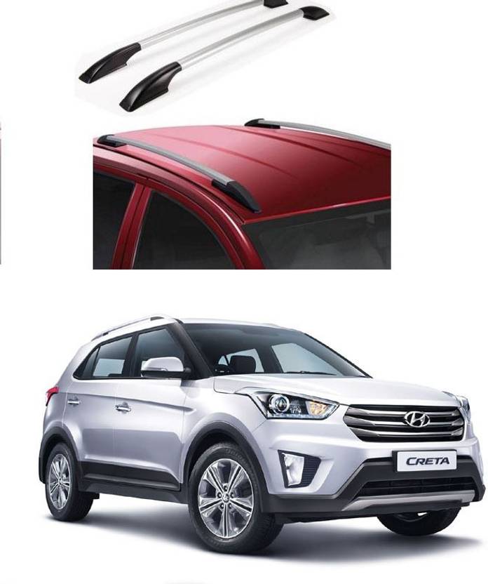 PRTEK Car Stylish Drill free Roof Rails Spoiler 0126 Chrome Hyundai ...
