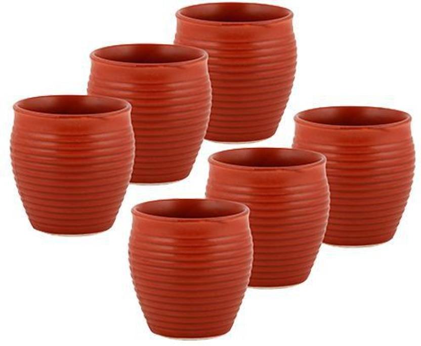 Green Pack of 6 Stoneware Parka Brown Kullar Tea/Coffee Cups 160 ml ...