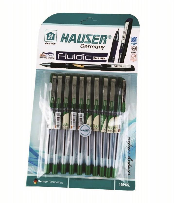 HAUSER Fluidic Ball Pen - Green Ink - Pack of 100 Ball Pen - Buy HAUSER ...