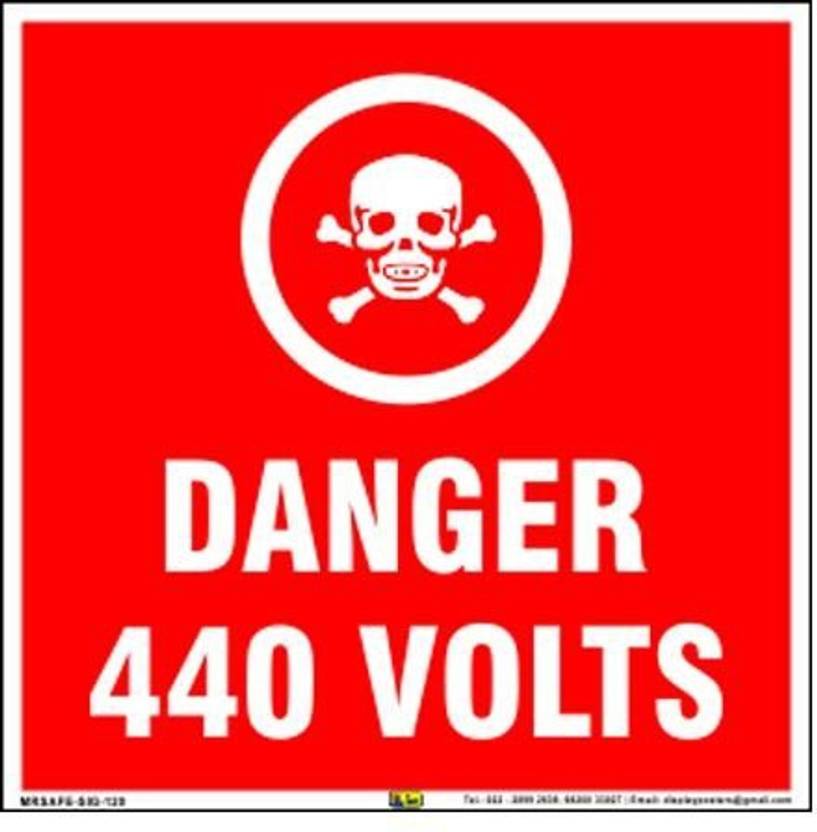 Mr. SAFE Danger 440 Volts Sign In PVC Sticker (8 Inch X 8 Inch ...