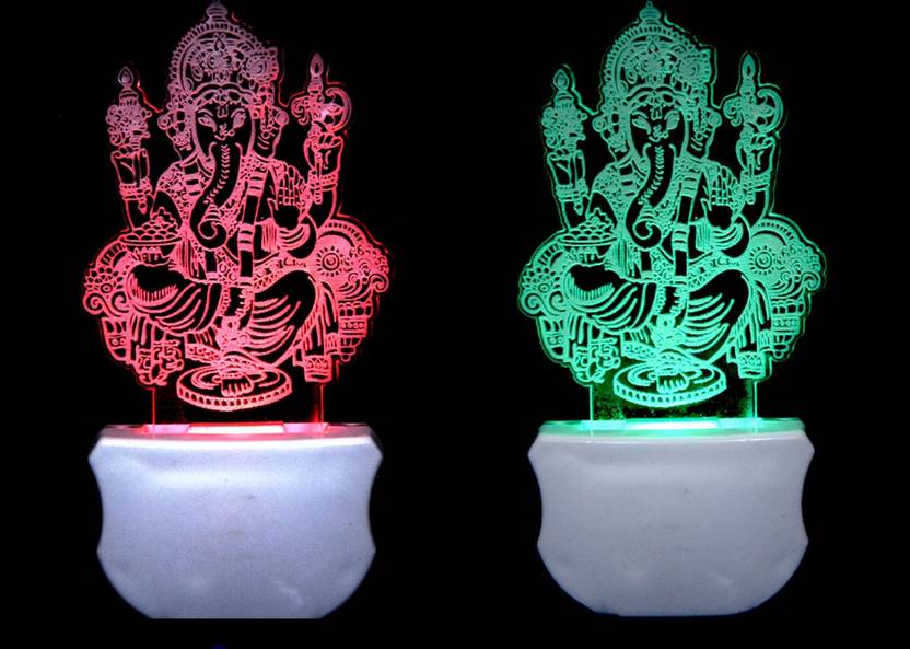 SR OVERSEAS The Lord Ganesh 3D illusion Led Night Lamp comes with 7 ...