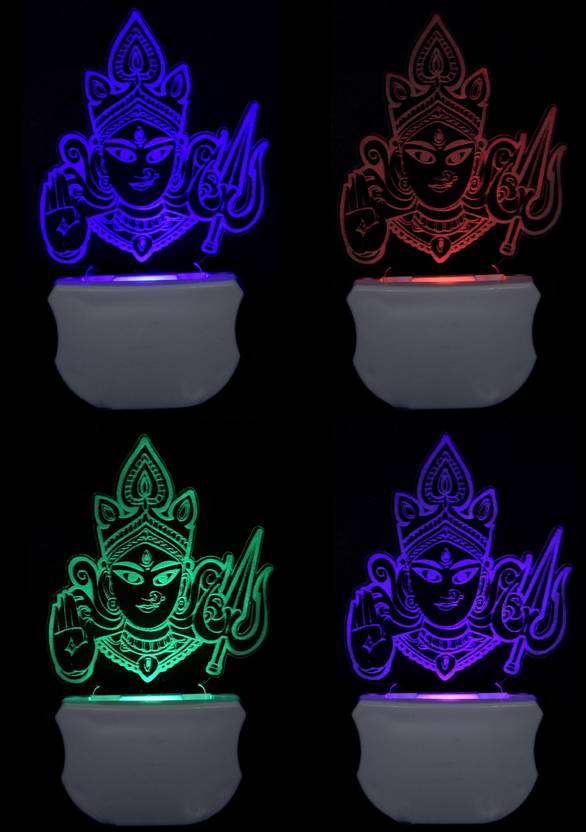 DESIGN4U The Maa Durga 3D illusion Led Night Lamp comes with 7 ...