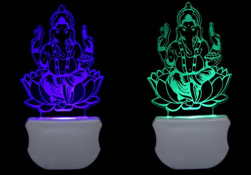 NKG The Lord Ganesh 3D illusion Led Night Lamp comes with 7 Multicolor ...