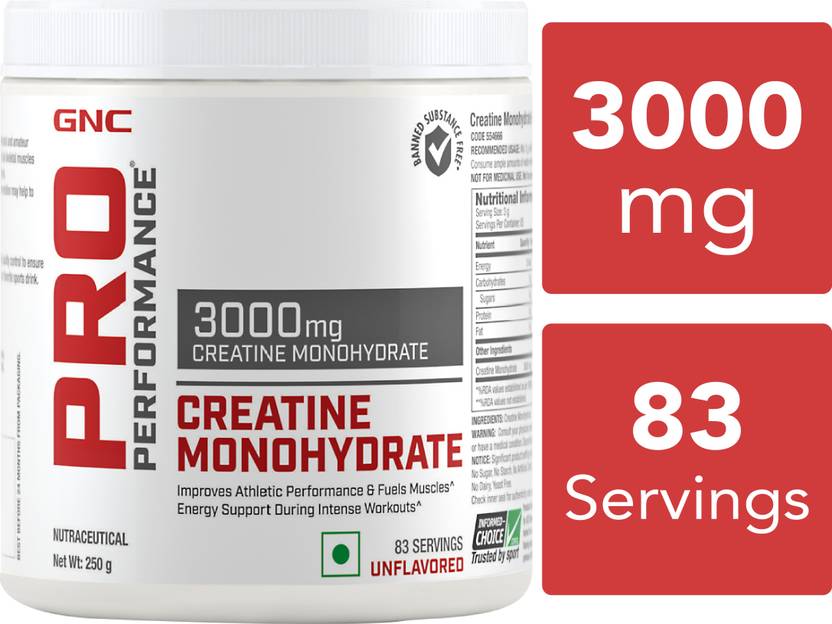 GNC Pro Performance Creatine Monohydrate 3000 mg (250gm) (Unflavored ...
