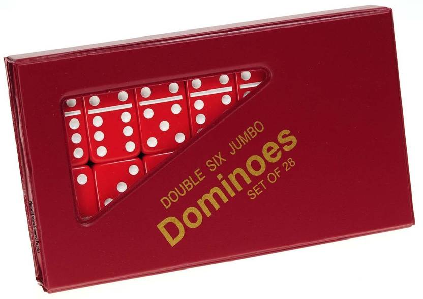 Deluxe Games and Puzzles Dominoes Jumbo Red With White Pips _ Double ...