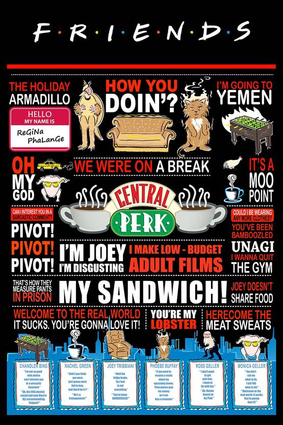 FRIENDS TV Series Quotes Poster | HD Poster for Room Decor (12x18-Inch ...