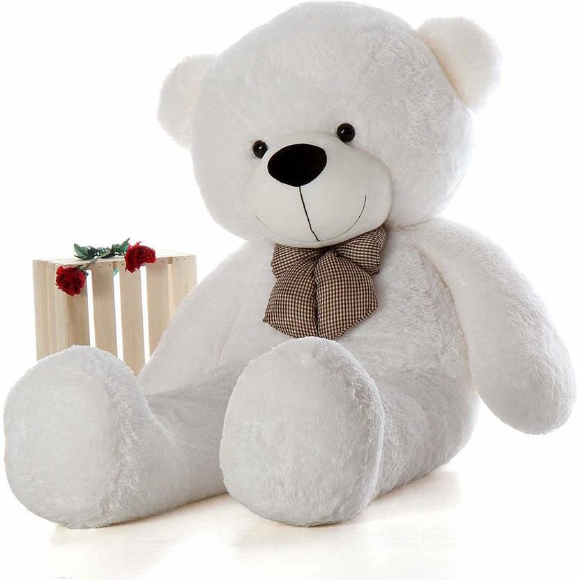 DISHAWORLD Soft Teddy Bear with Neck Bow 152 cm ( cute white teddy ) 5 ...
