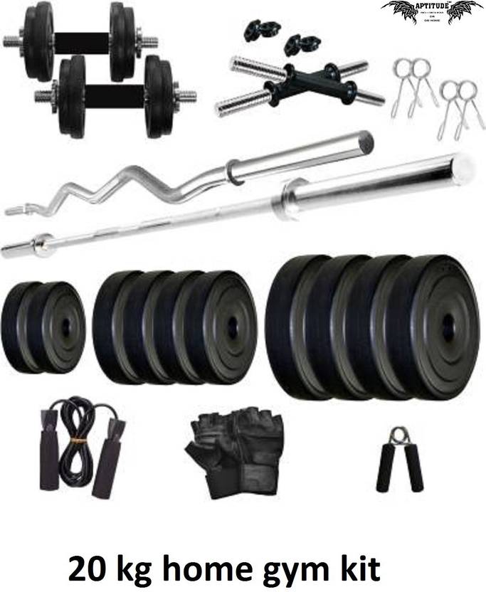 APTITUDE 20 kg PVC-WL-20KG-WEIGHT-WITH-Straight-and-curl-rod Home Gym ...