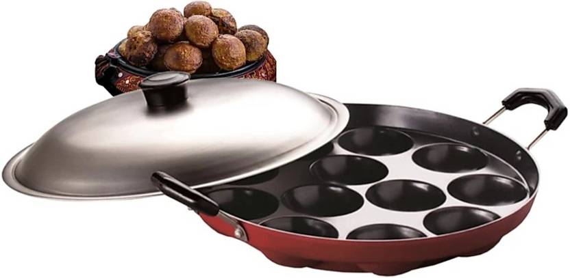 BAHURANI Yummy 12 Cavity Red Appam Patra Paddu Maker with Lid ...