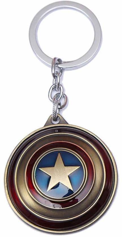 keycraze Silver Captain America Rotating Shield Keyring & Keychain Key ...