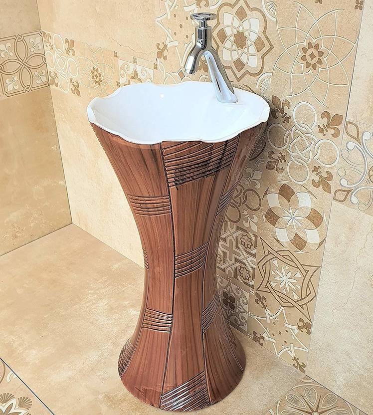 InArt Pedestal Wash Basin 119 Free Standing Ceramic One Piece Pedestal ...
