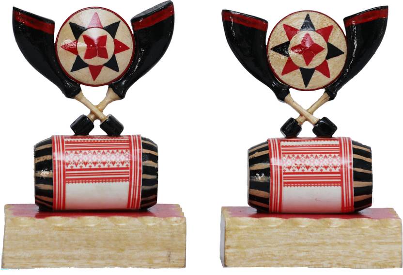 ASAMICA 2 Pcs Colourful Assamese Bihu Set with Dhol Pepa Japi Suitable ...