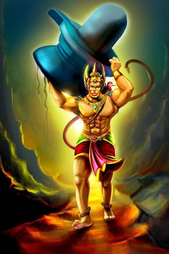 Lord Hanuman Religious Painting Poster Waterproof Canvas Print for Home ...
