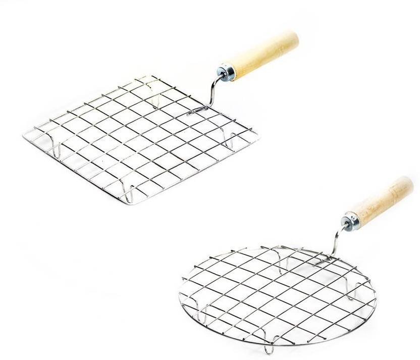 Krivish Round and Square Papad Chapati Roti Grill Jali With Wooden ...
