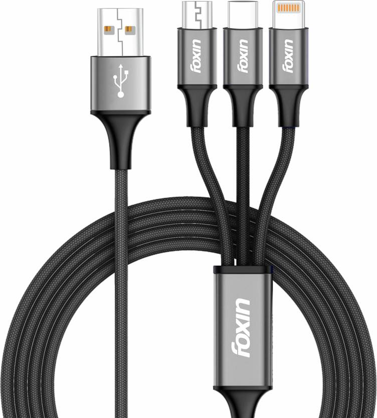 Foxin Nylon Braided 3-in-1 Multi-Functional Charging Cable FDC-MAC01 2. ...