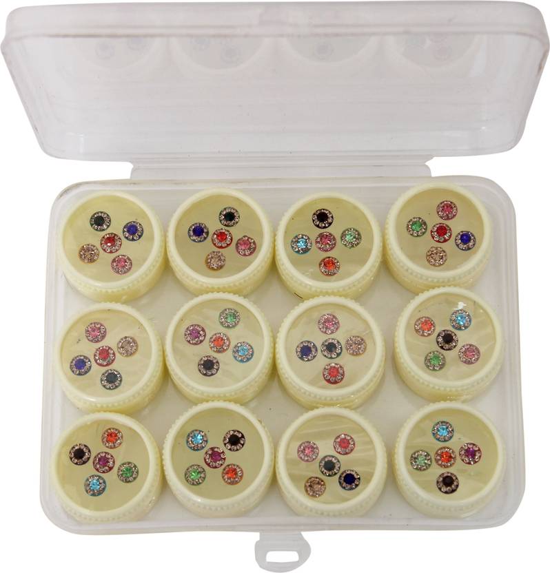 YASHANSH 5 PCS MULTICOLOR ROUND BINDI PACK FOREHEAD Multicolor Bindis ...