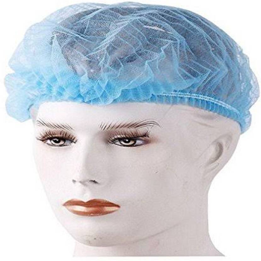 B S NATURAL Stretchable Blue Caps - Cover Hair For Surgeries, Cooking ...