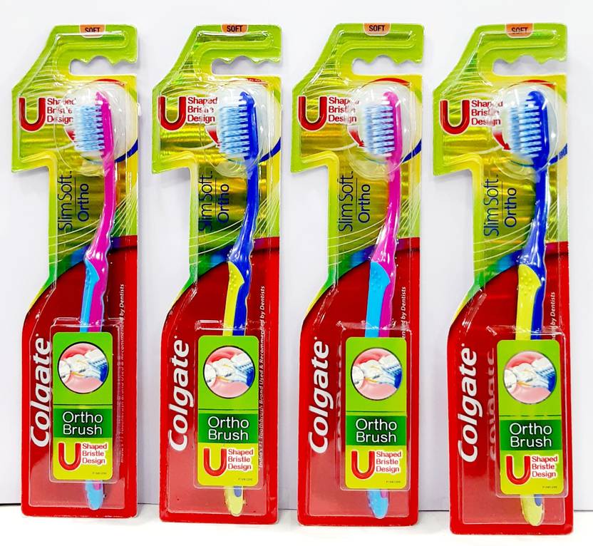 Colgate Slim Soft Toothbrush (Soft Bristles), Pack of 4 Soft Toothbrush ...