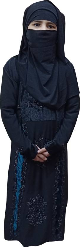 zs cap house kids Burqa with black hijab Satin Blend Burqa With Hijab ...