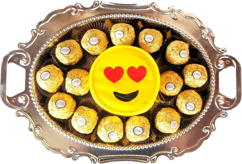 FERRERO ROCHER Chocolates In Silver Tray With Emoji Purse Combo Price ...