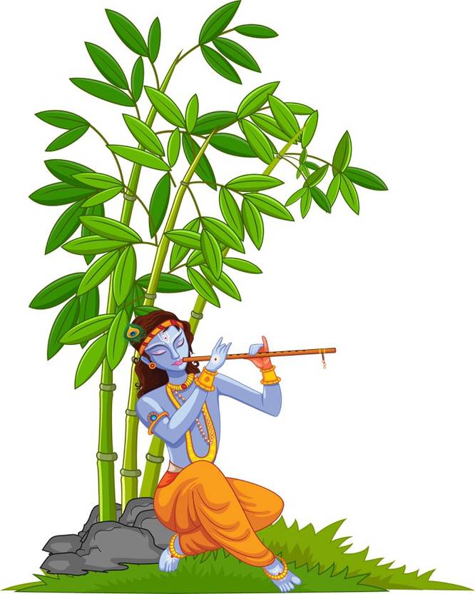 god & god's 61 cm Bansuri Krishna Self Adhesive Sticker Price in India ...
