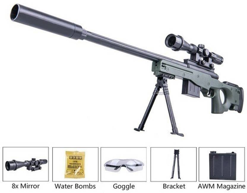 IndusBay AWM Sniper Toy Gun with Jelly Shots, scope , Water Crystal ...