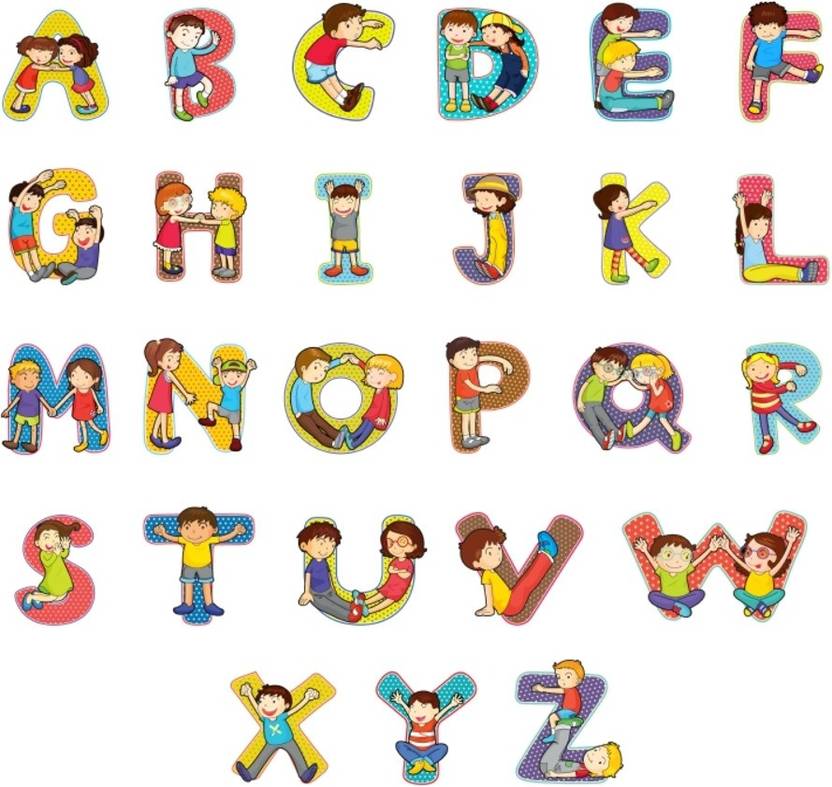 KD alphabets with children Sticker Poster|Kids learnig poster|Alphabets ...