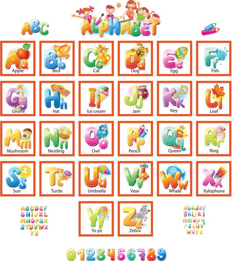 capital and small alphabet numbers chart kids learning charts premium ...