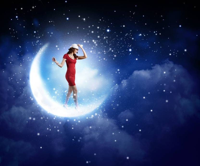 young girl walking on moon |moon quotes|wall poster|romantic poster ...