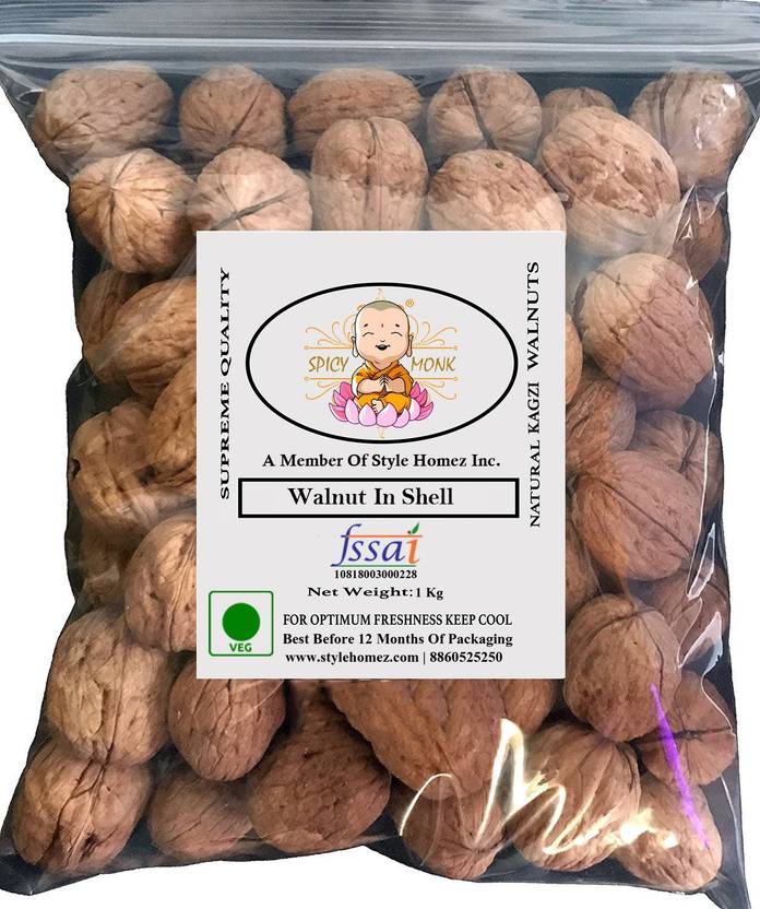 Spicy Monk Original Kashmiri Kagzi Akhrot, Jumbo Walnut in Shell 0.5 kg (500 gms) Walnuts Price ...