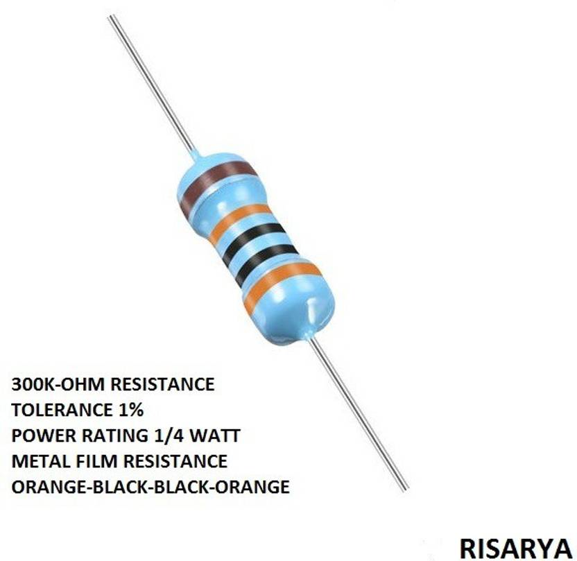 RISARYA 300K-OHM RESISTANCE,100PCS,1%,MFR,1/4 W,FIXED RESISTOR ...