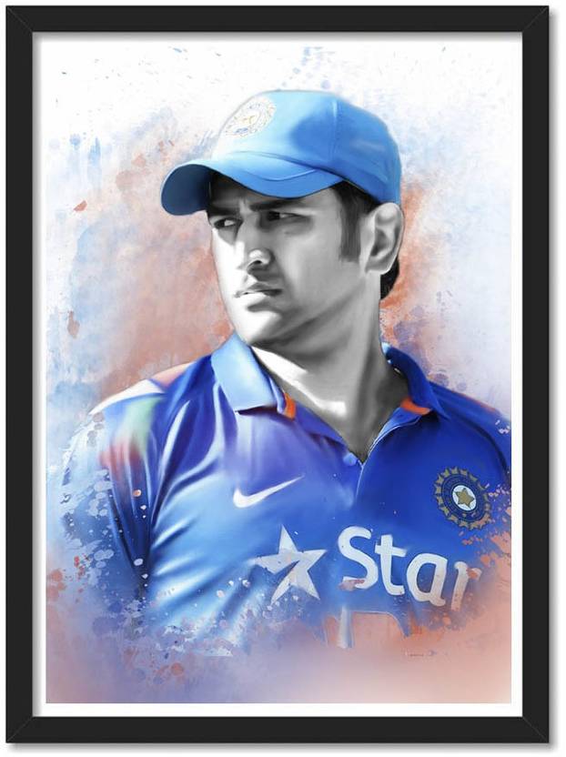 Dhoni Frame Poster for Room & Office(10x13 inch,Framed) Paper Print ...