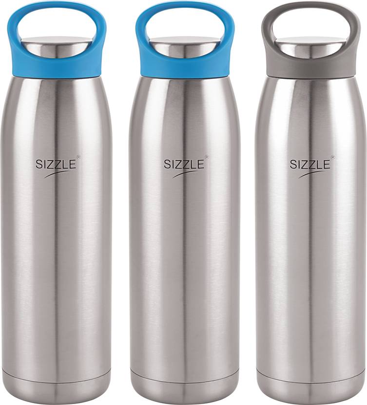 Sizzle Stainless Steel Leak Proof Water Bottle, Set of 3, 900 ML, Blue ...