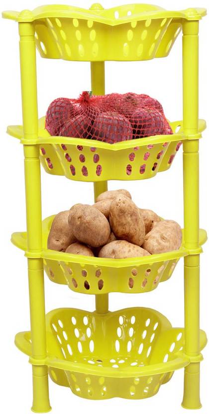 MEDED 4 Shelf Multipurpose Vegetable Fruit Plastic Basket/Trolly for ... MEDED 4 Shelf Multipurpose Vegetable Fruit Plastic Basket/Trolly for ...