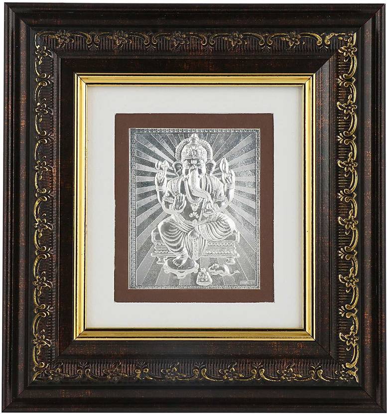 MSA Jewellers Pure 999 Silver Ganesha Photo Frame for Wall, Tabletop ...