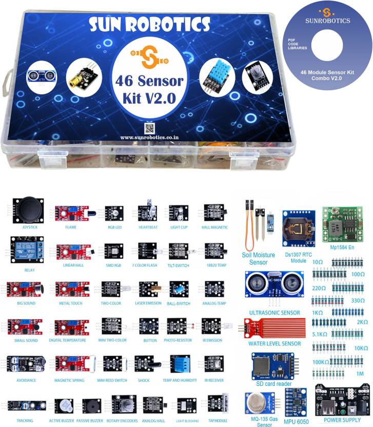 Sunrobotics 46 In 1 Sensor Modules Kit For Arduino Uno R3 Mega 2560 Raspberry Pi 37 In 1