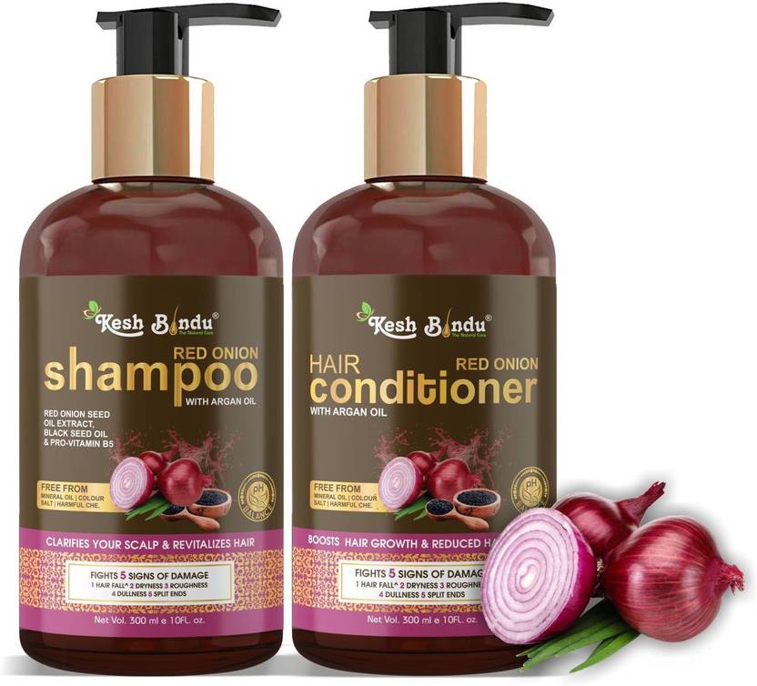KeshBindu Red Onion Black Seed Oil Shampoo & Conditioner Kit with Red Onion Seed Oil Extract ...