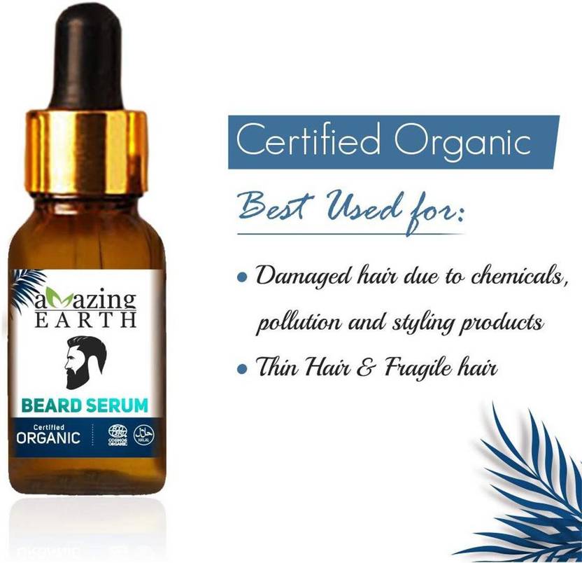 Amazing Earth Beard Serum for Men - Certified Organic, Hair Growth ...