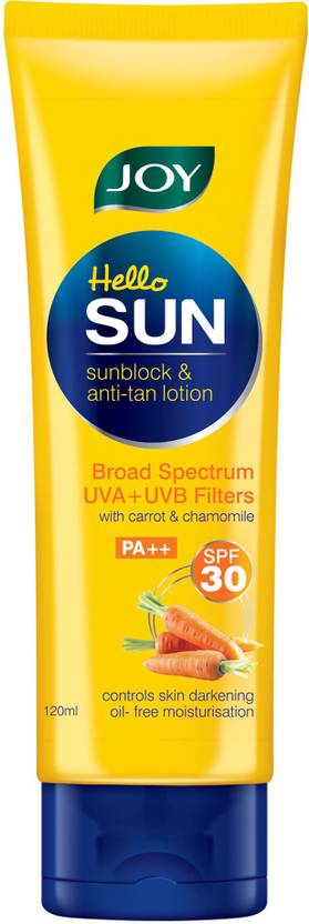 Joy Hello Sun SunBlock & Anti-tan Lotion SPF30 (120ml) - SPF 30 PA++ ...
