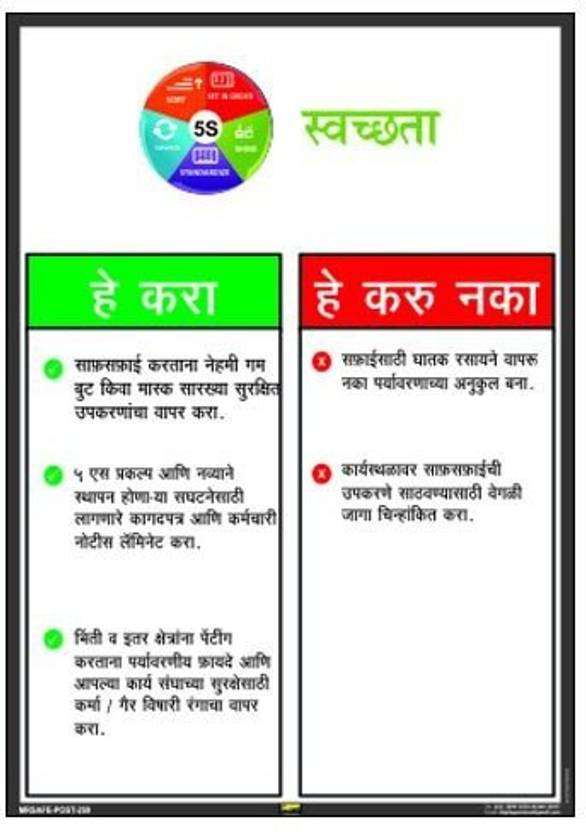 Mr. SAFE 5S Shine Do's Don'ts In Marathi In Sun Board / Foam Sheet 3 mm ...