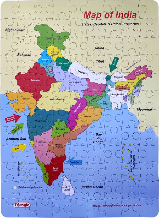 DIVI DIVINE India Map Puzzles Learning Game (108 Pieces) - India Map ...