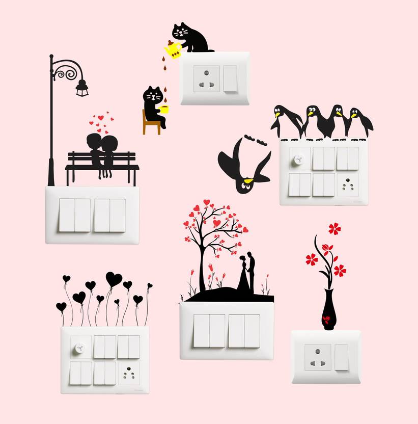 Sticker Hub 12 cm Decorative switch Board sticker size:-12cmX8cm Self ...